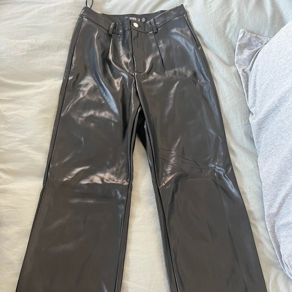 Missguided | Pants & Jumpsuits | Missguided Flare Black Leather Pants ...